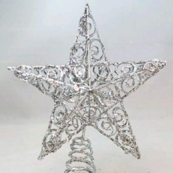 Kurt Adler | Holiday | Star Tree Topper Small Silver Filigree Wire ...